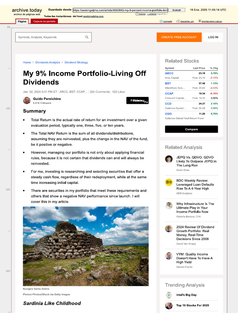 My 9% Income Portfolio - Living Off Dividends | PDF