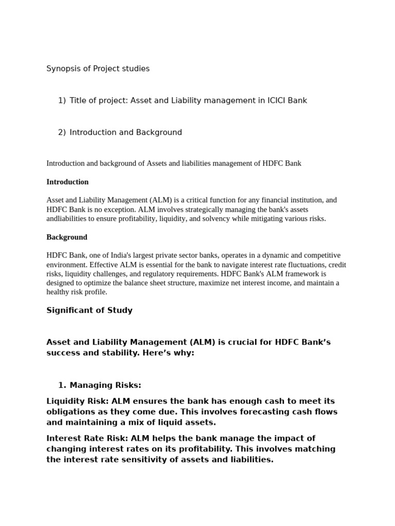 HDFC Bank Asset and Liability Management | PDF | Banks | Market Liquidity