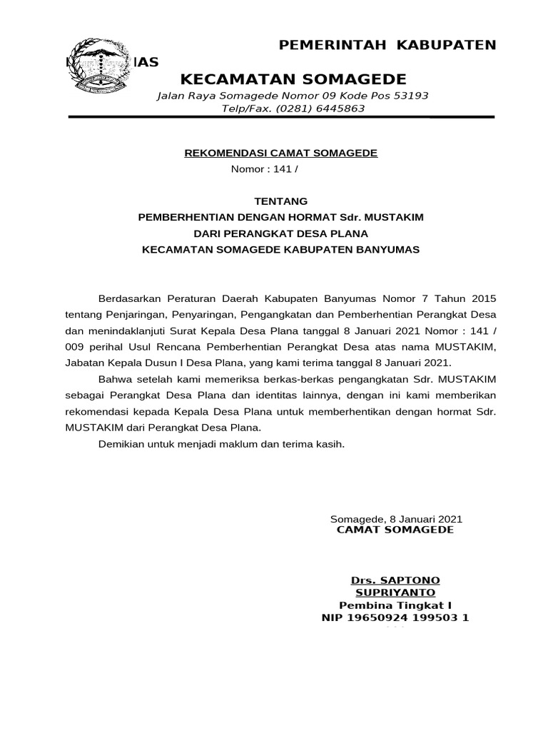 Contoh Rekomendasi | PDF