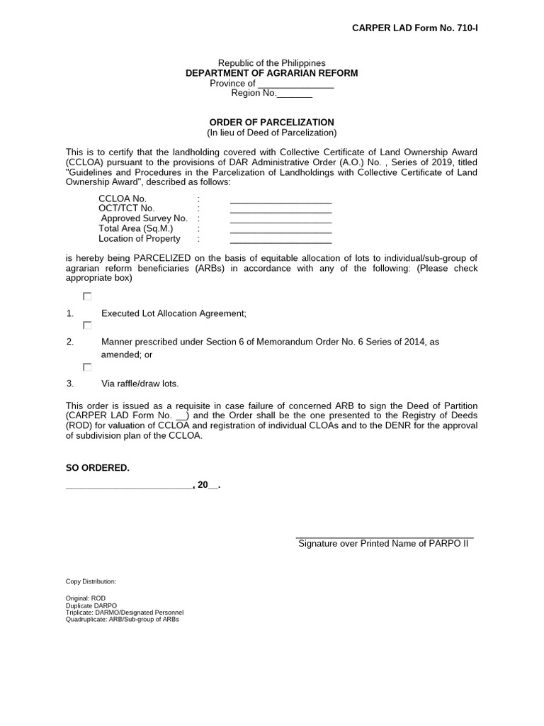 Carper Lad Form No. 70-j | PDF