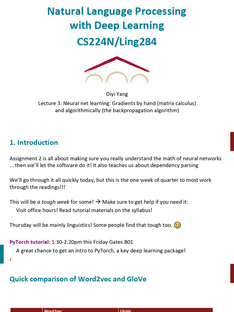 Cs224n 2025 Lecture03 Neuralnets | PDF | Mathematical Analysis | Mathematics