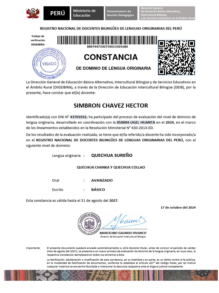 035334-Simbron Chavez Hector, Dni 43701032-Constancia Rndblo 2024 - 050004-Ugel Huanta-Quechua ...