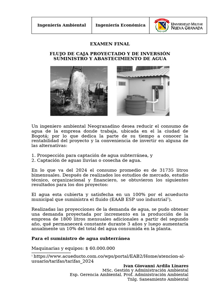 Examen Final2 Ing Eco Umng 24-2 | PDF | Agua | Inversiones