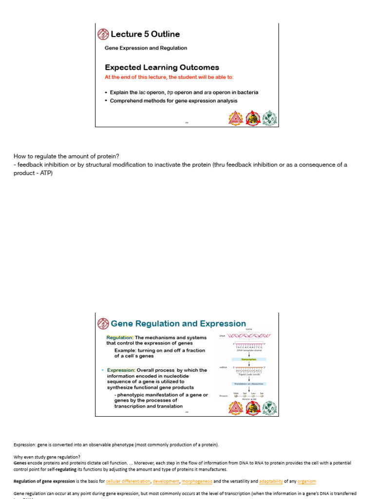 Gene Regulation and Expression (1) | PDF | Operon | Repressor