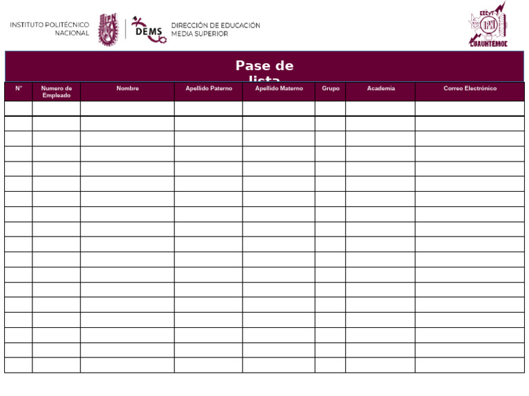 Formato de Pase de Lista | PDF