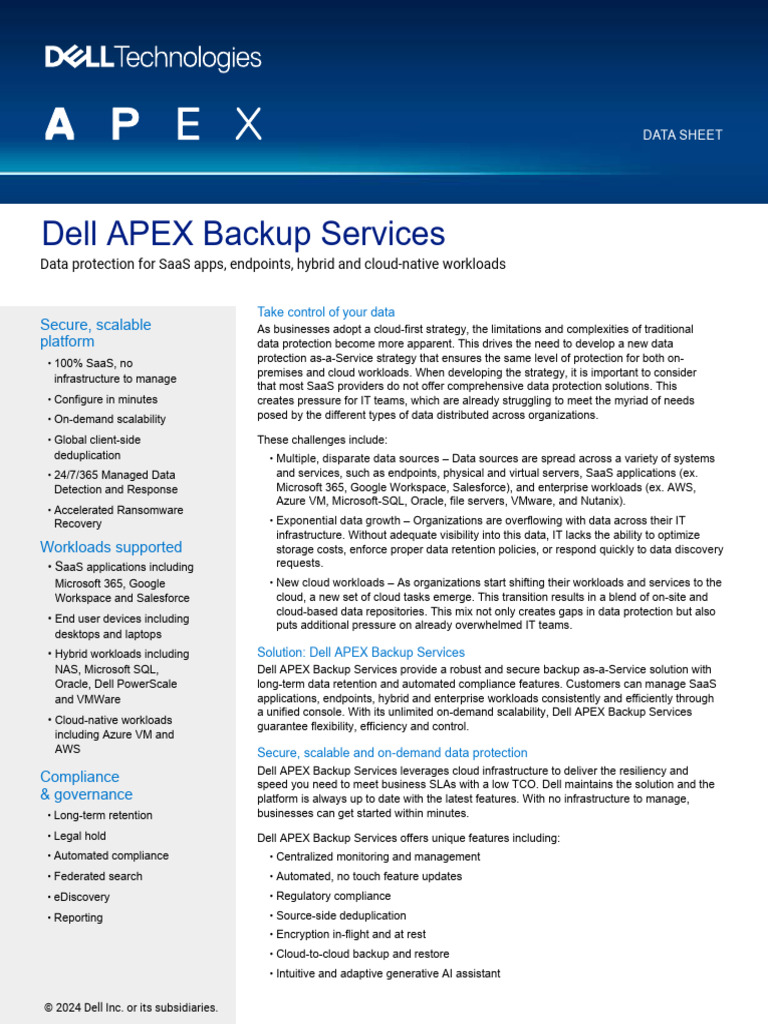 Apex Backup Services Datasheet | PDF | Cloud Computing | Backup