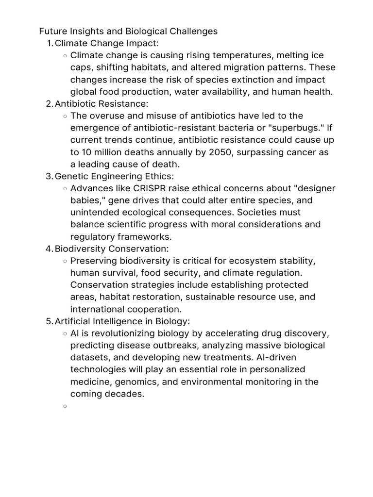 Future Biological Challenges and Solutions | PDF
