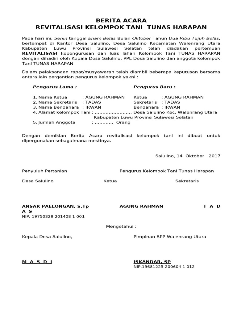 Berita Acara Revitalisasi Kelompok 2025 | PDF