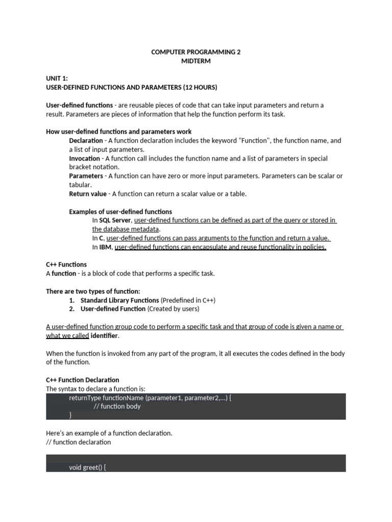 Pointers Midterm Exam 2024 2025 COMPUTER PROGRAMMING 2 | PDF | Parameter (Computer Programming ...