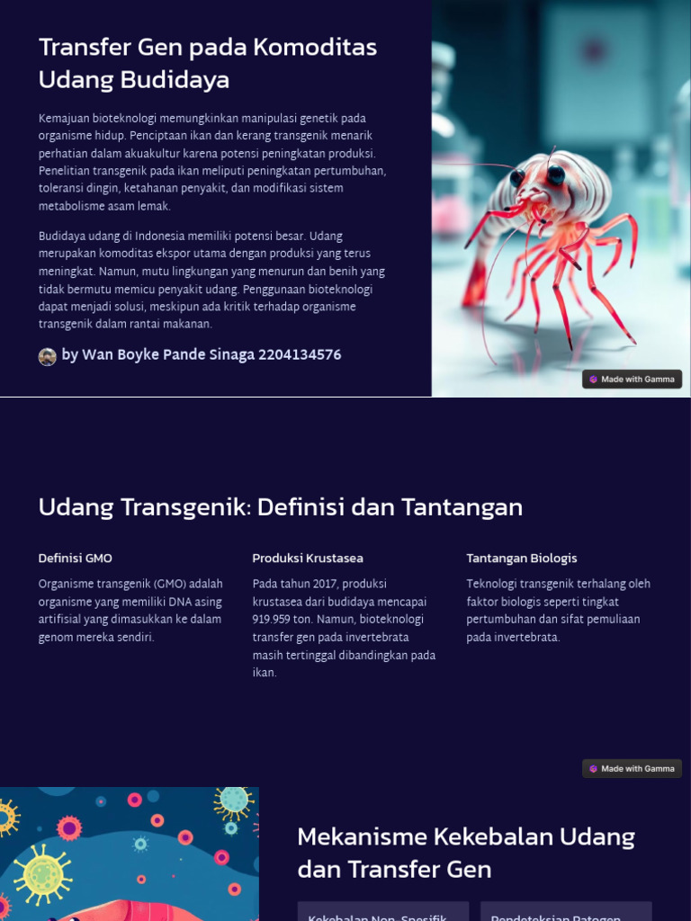 Transfer Gen Pada Komoditas Udang Budidaya Wan Boyke Pande Sinaga 2204134576 | PDF