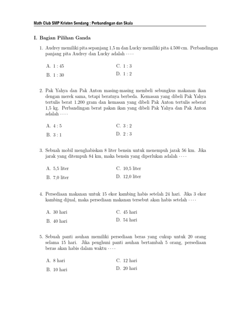 Soal Perbandingan dan Skala Matematika | PDF