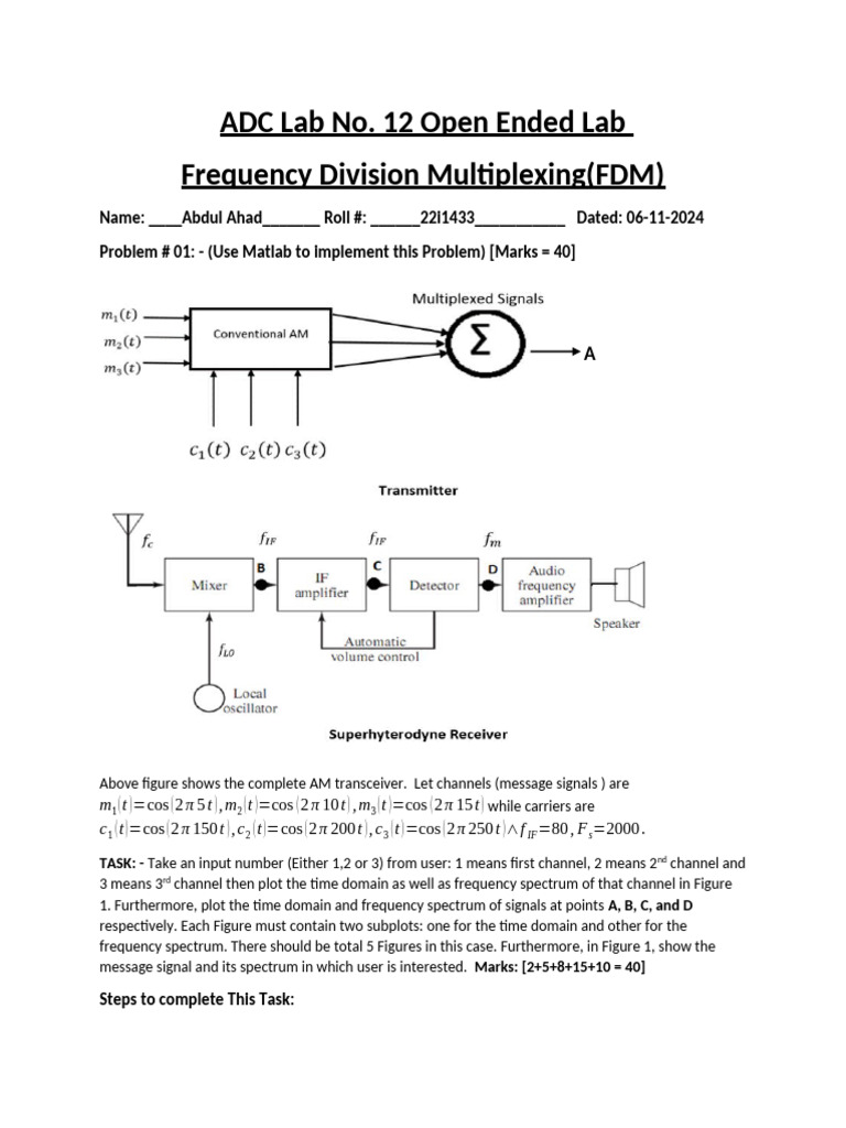 ADC Lab 12 Open Ended Problem - 22i1433 - C | PDF | Information And ...