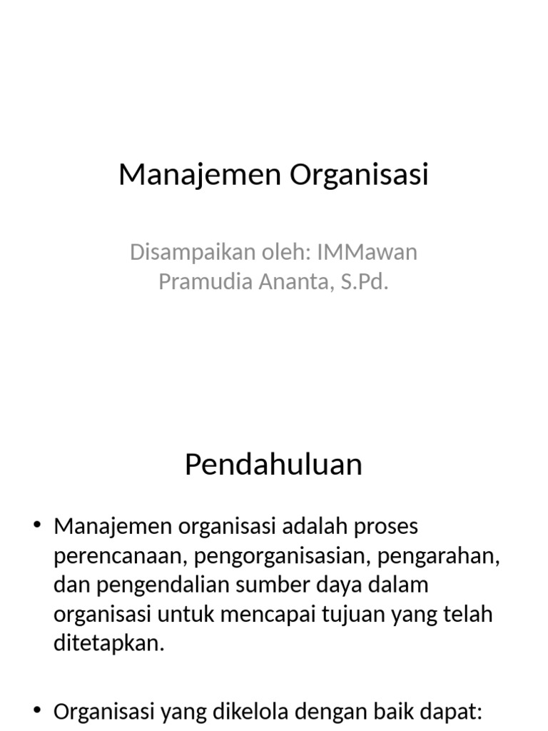Manajemen_Organisasi_Presentasi | PDF