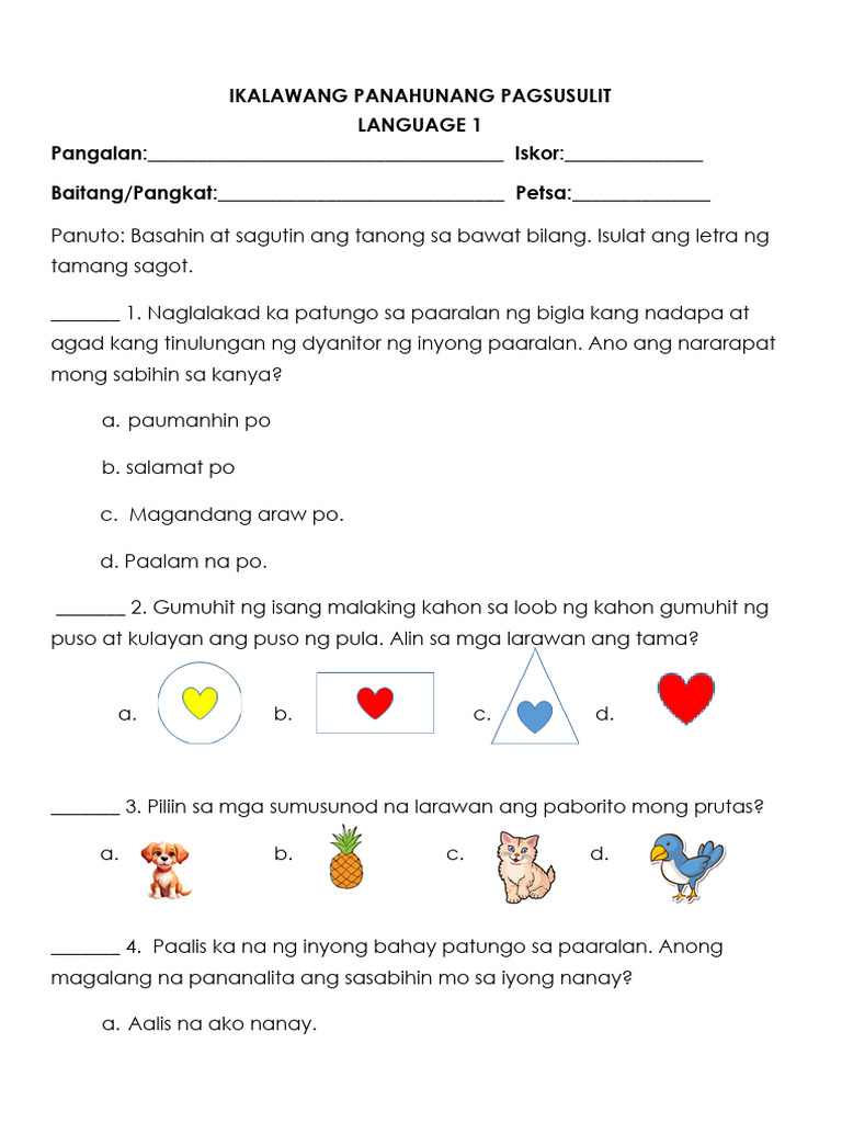 2nd PT LANGUAGE I | PDF