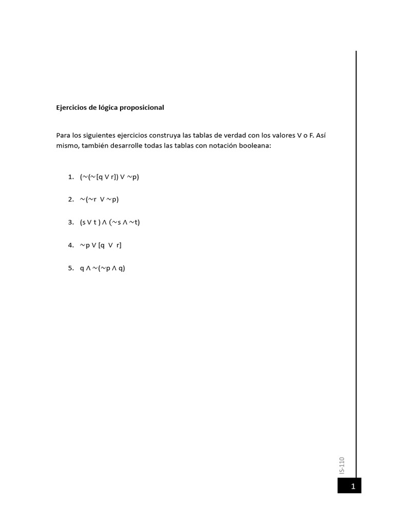 Ejercicios de Lógica Proposicional | PDF