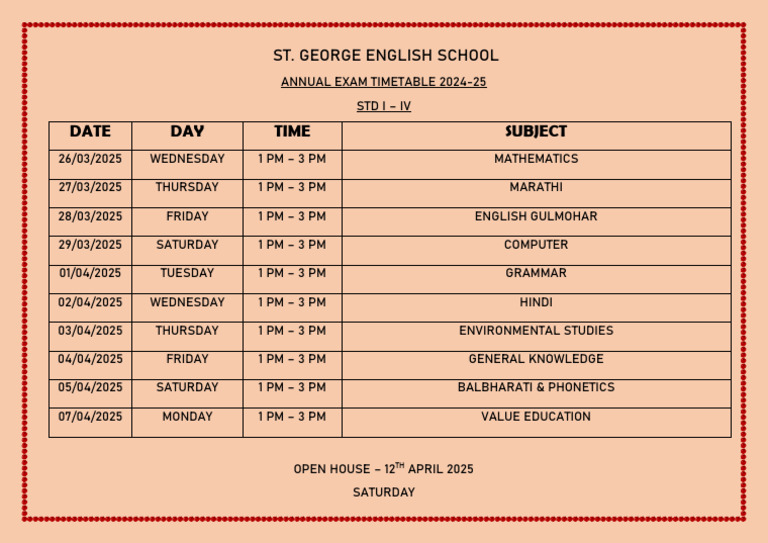 Exam Timetable | PDF