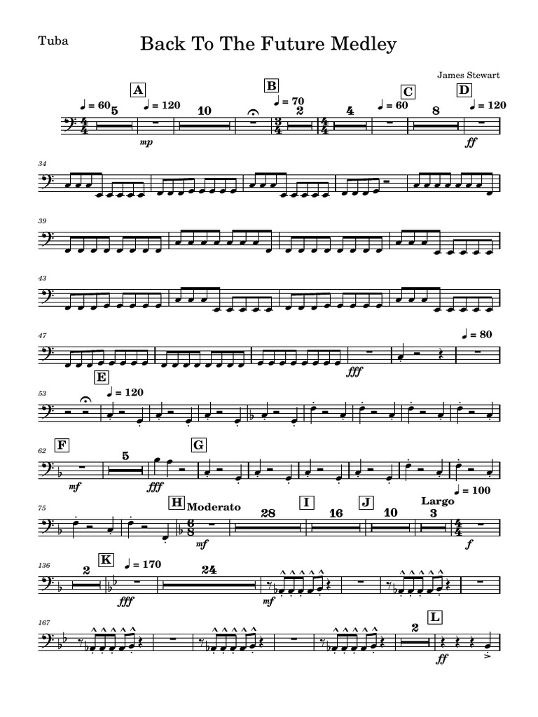 Back To The Future Medley-Tuba | PDF | Musical Forms | Musical Compositions