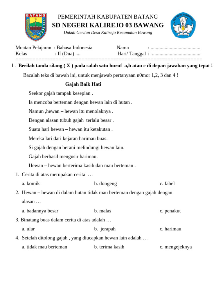 PAT B. Indonesia kls2 2024 (1) | PDF