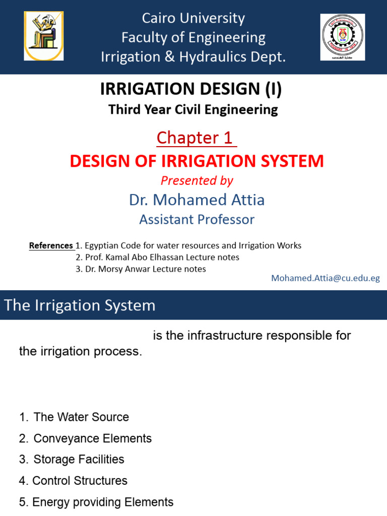Lecture 2 - Irrigation Elements & Classifications of Canals & Drains ...