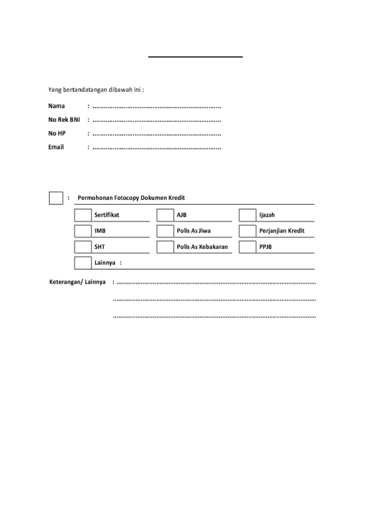 Form Copy Dokumen | PDF