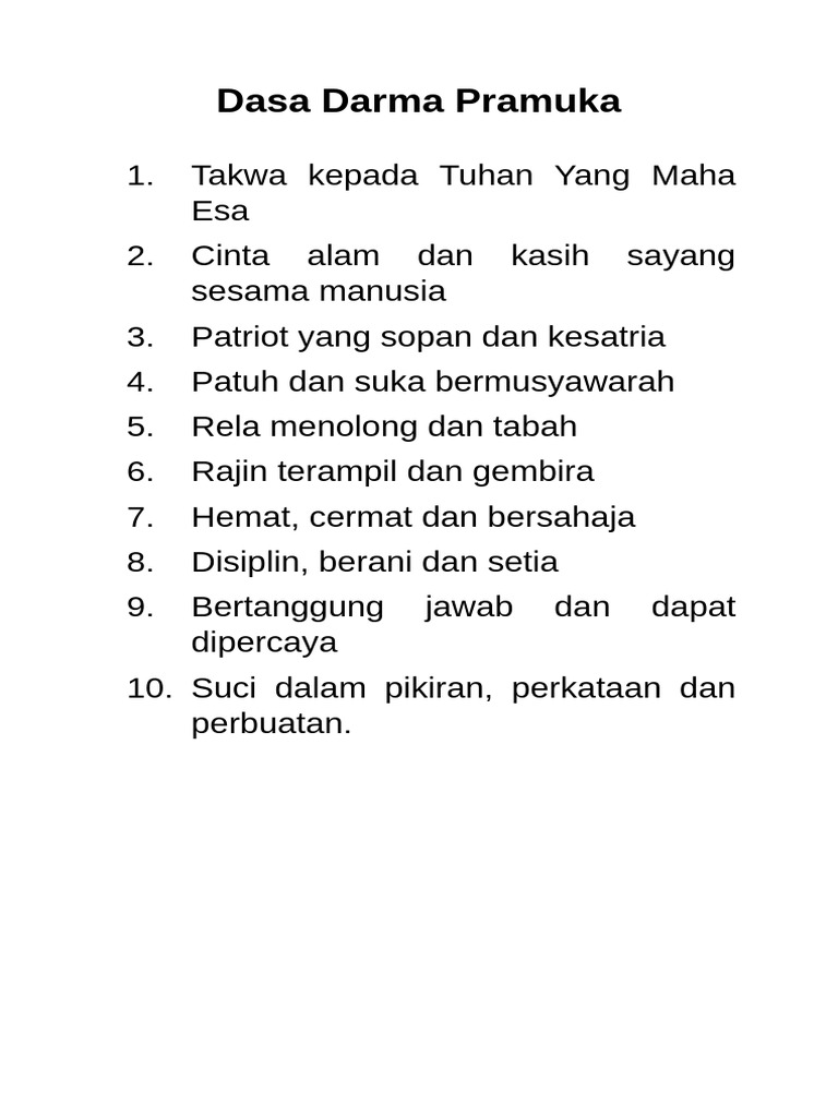 Dasa Darma Pramuka | PDF
