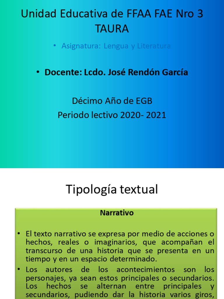 Tipología Textual: Clases y Ejemplos | PDF | Narración