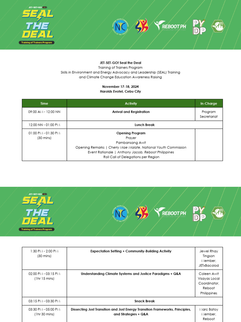 JET SET GO Detailed Program | PDF | Natural Environment | Environment