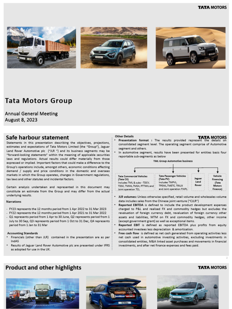 Tata Motors Agm Presentation Fy23 | PDF | Economies