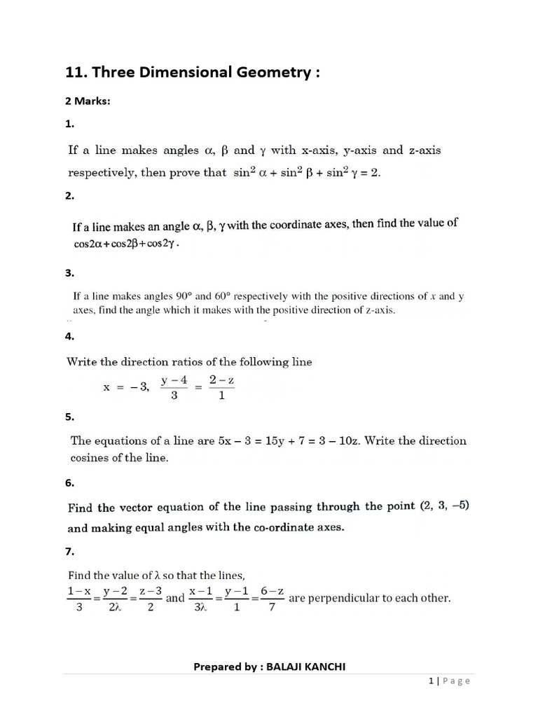 Three Dimensional Geometry | PDF