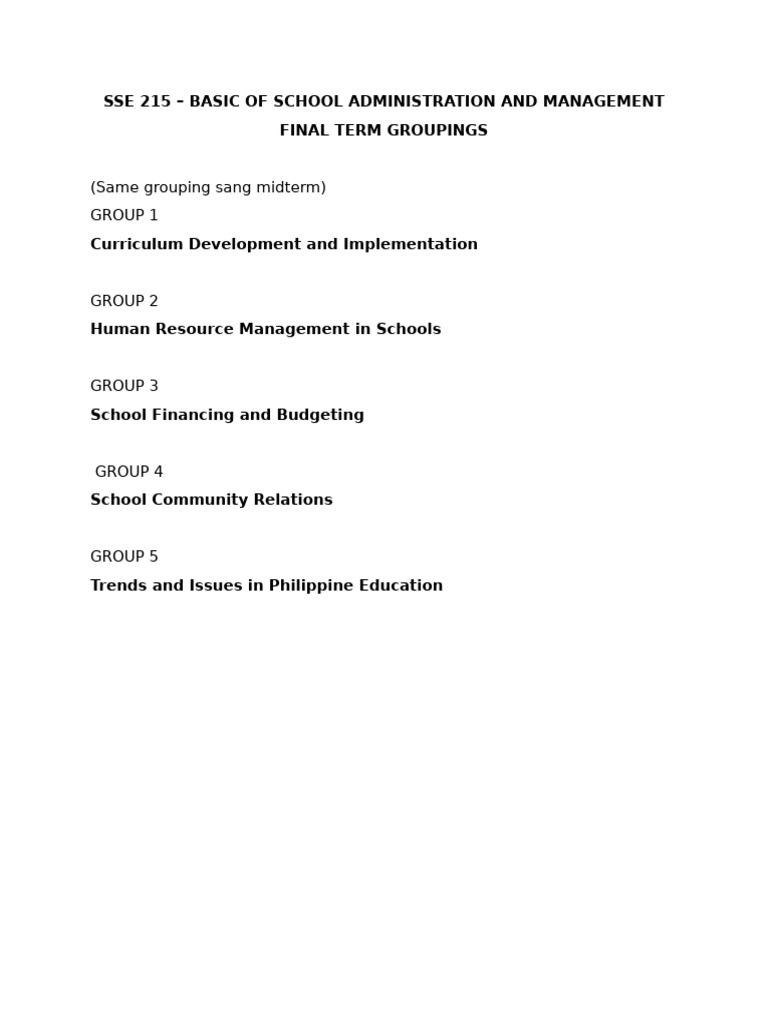 Sse 215 Final Term Groupings | PDF