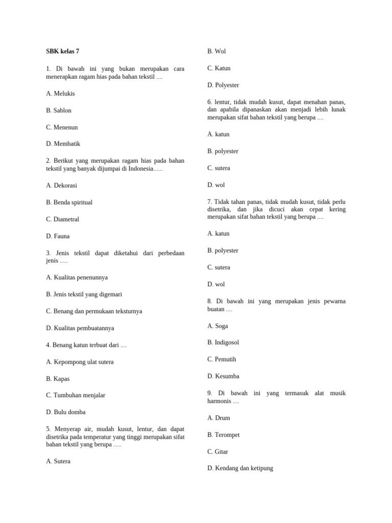 SBK kelas 7 | PDF