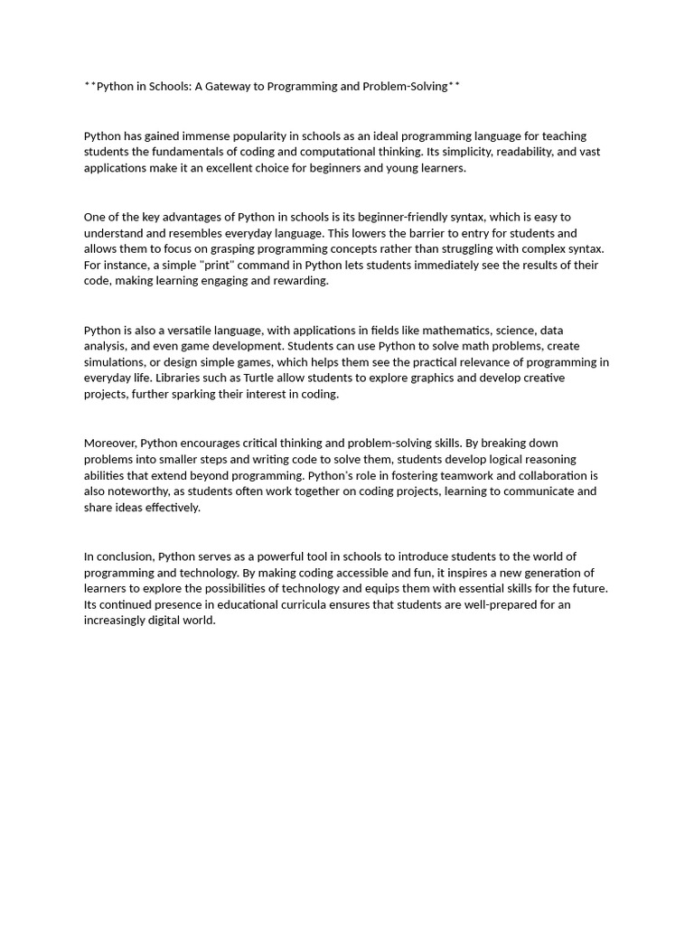 python in highschool | PDF