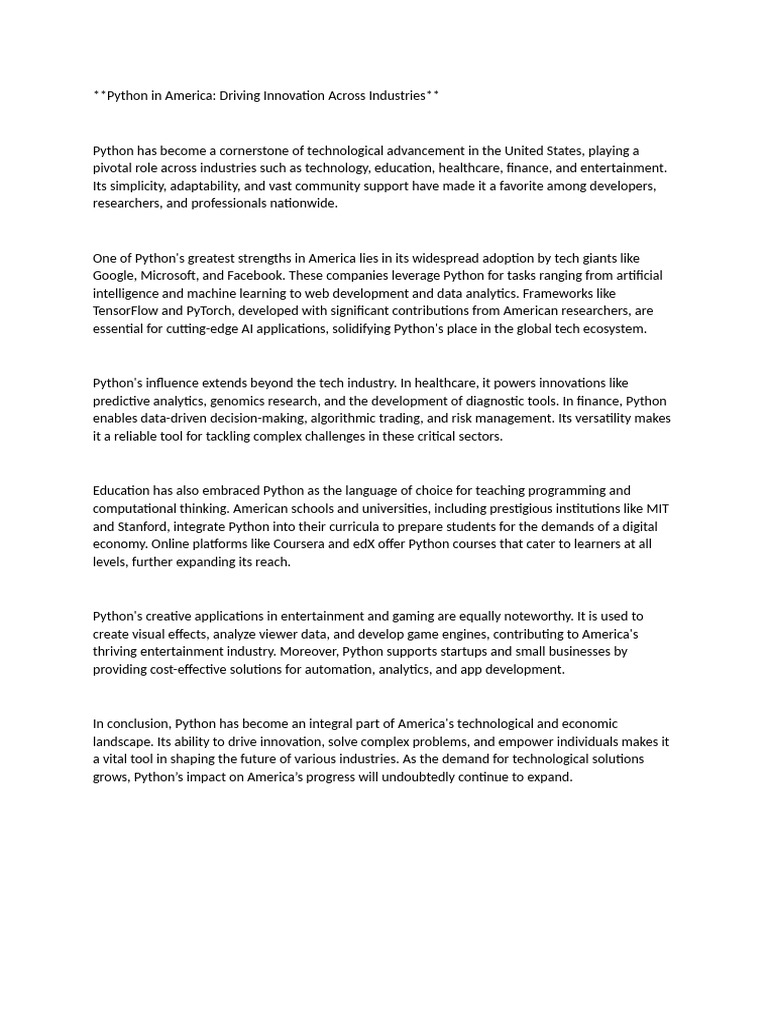 Python's Role in American Innovation | PDF