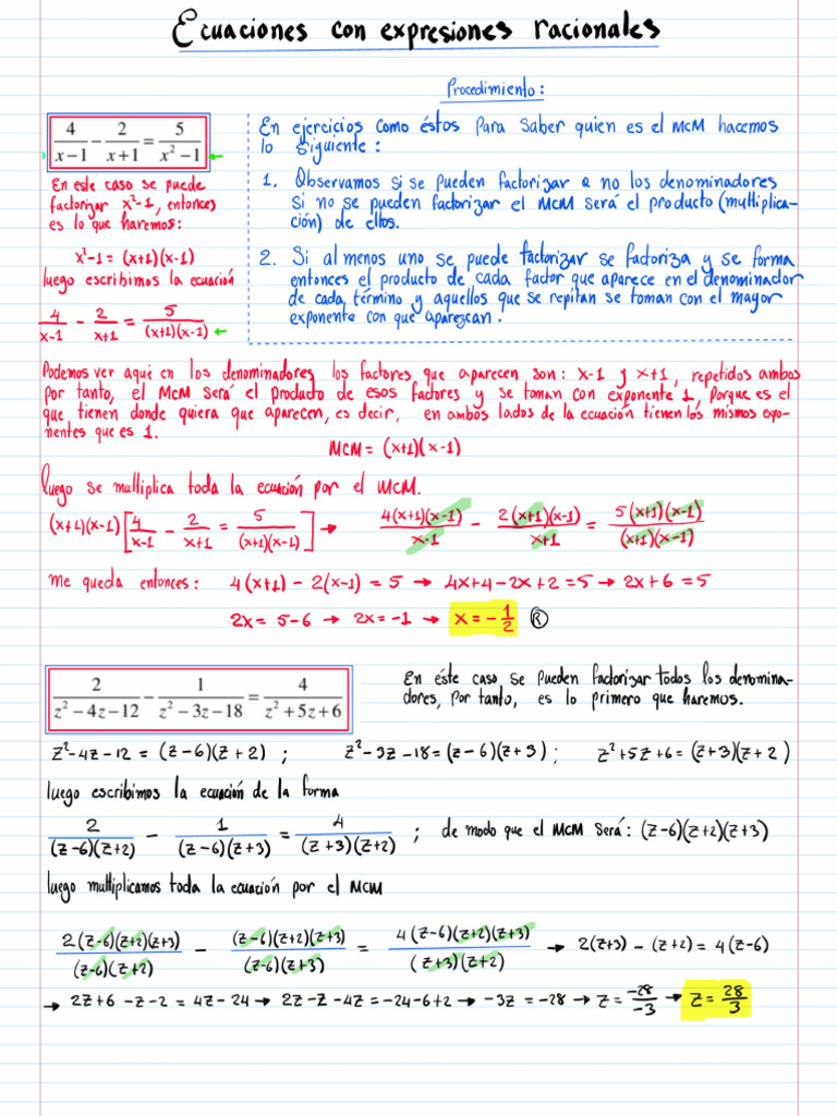 Ecuaciones Con Expresiones Racionales | PDF