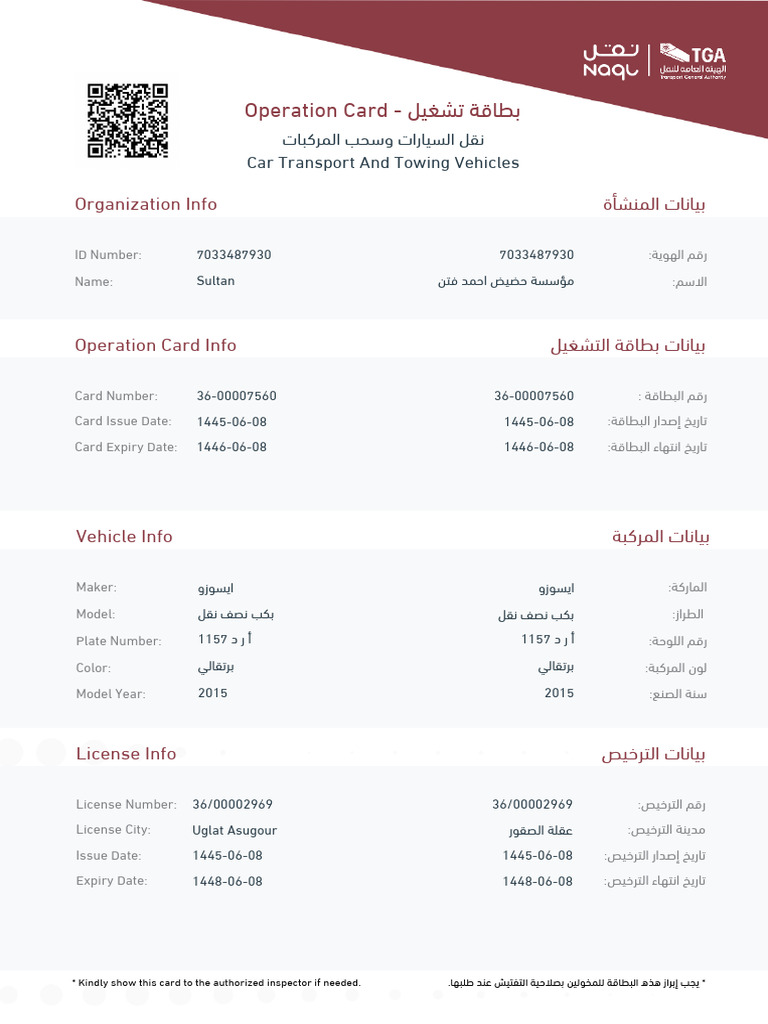 Operation Card - : Organization Info | PDF