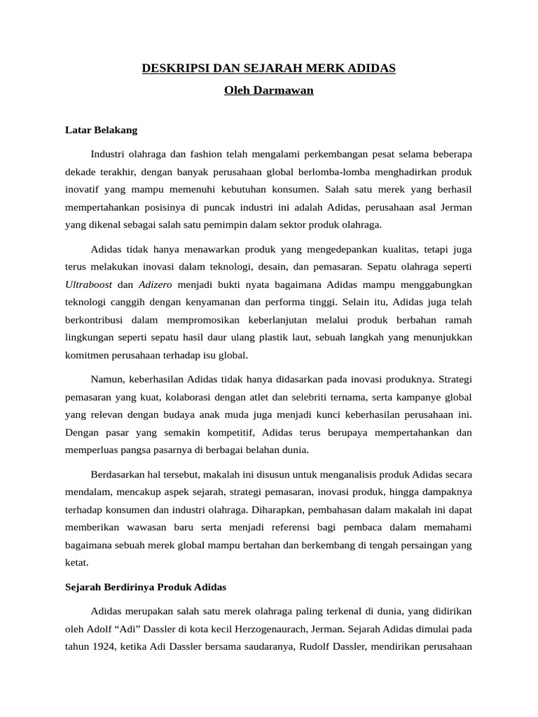 Sejarah dan Profil Perusahaan Adidas | PDF