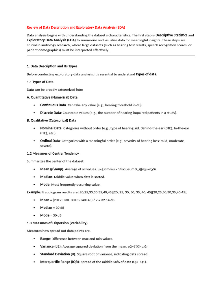Review of Data Description and Exploratory Data Analysis (EDA) | PDF ...