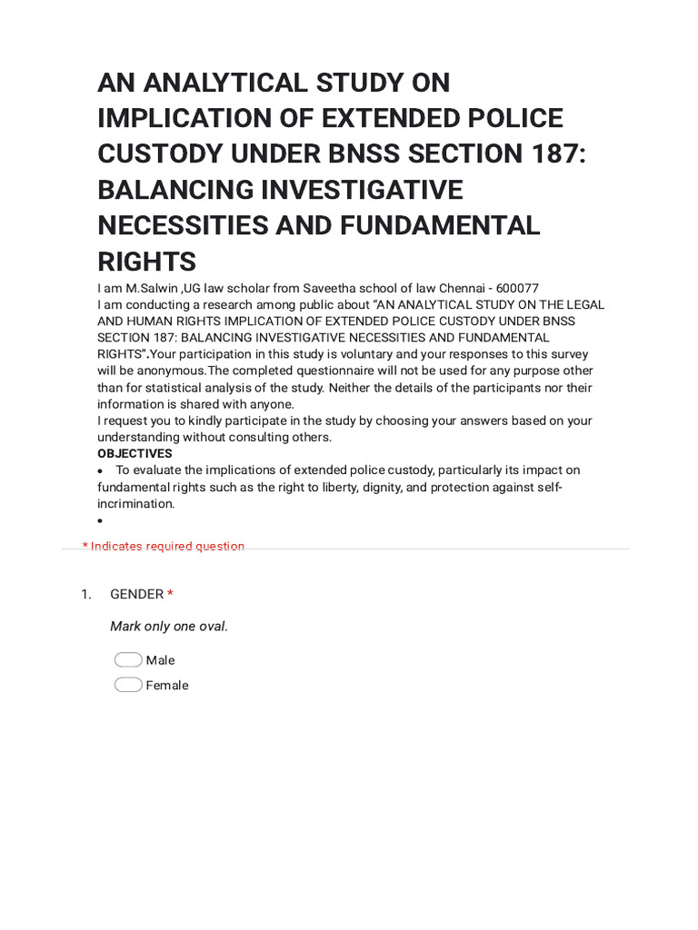 An Analytical Study On Implication of Extended Police Custody Under ...