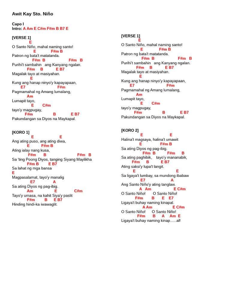 Awit Kay Sto. Niño | PDF