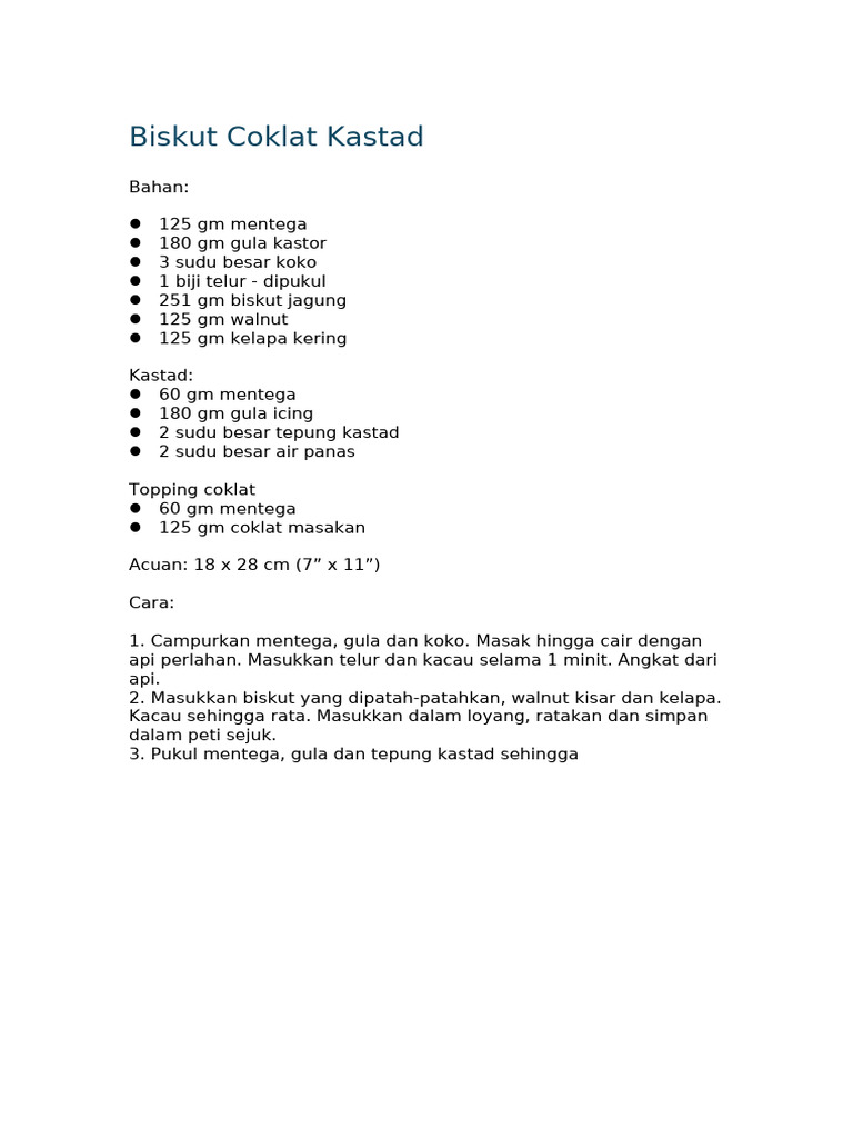 Biskut Coklat Kastad | PDF