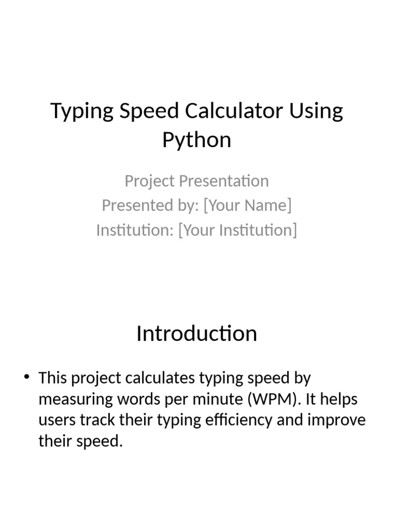 Typing Speed Calculator Presentation | PDF