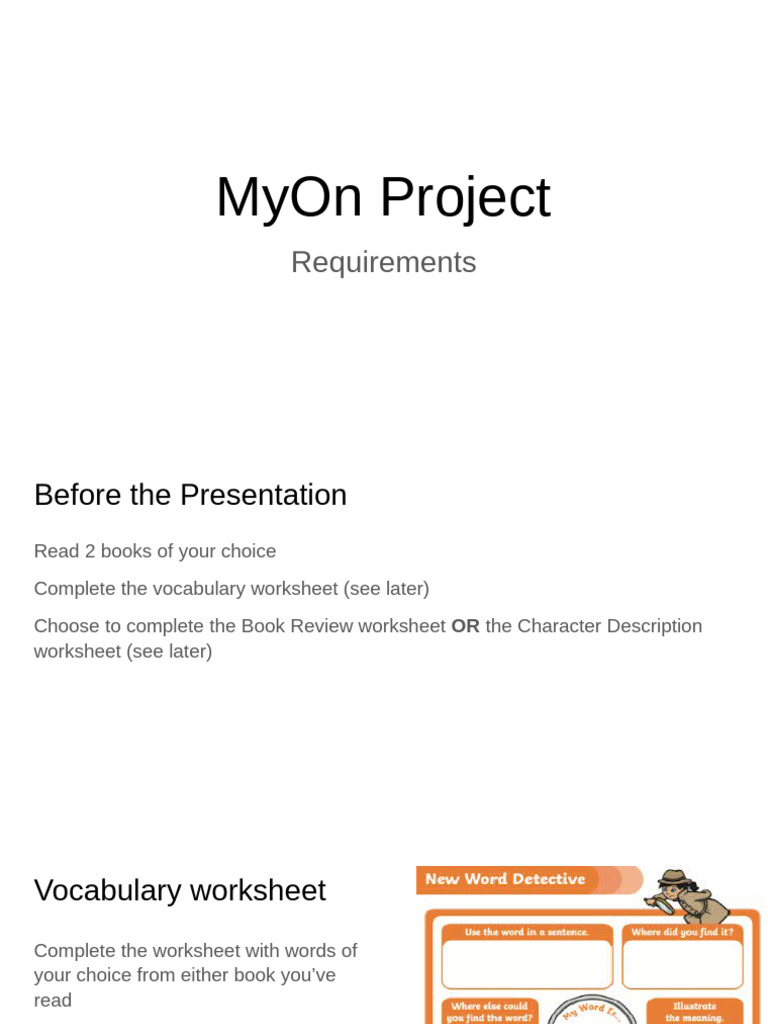 MyOn Project: Book Presentation Guide | PDF