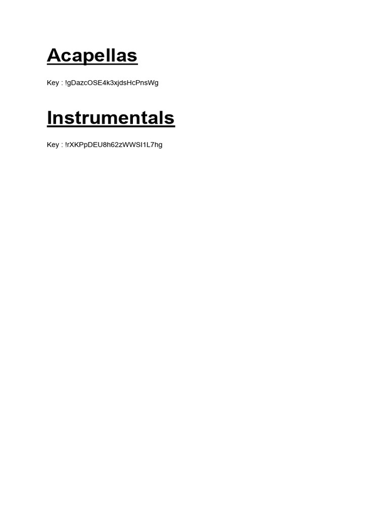 Acapella & Instrumental Key | PDF