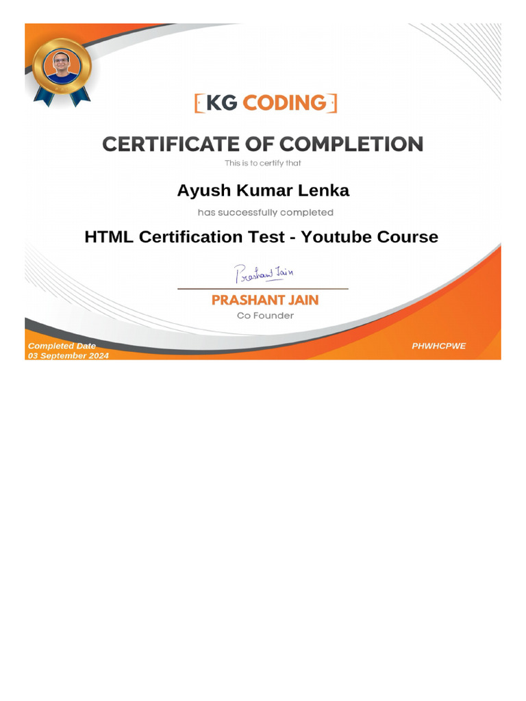 HTML Certificate | PDF