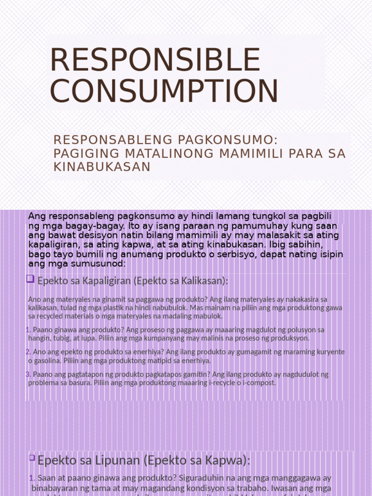 Responsible Consumption | PDF