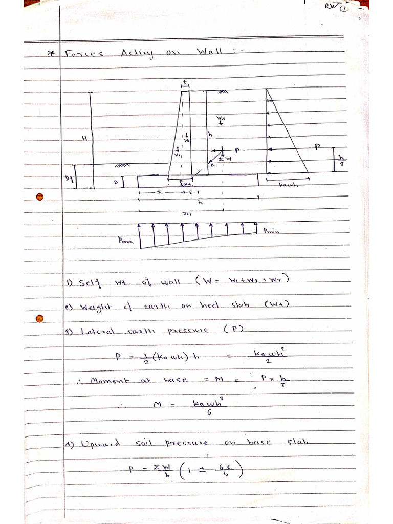 Cantilever Retaining Wall - Class Notes | PDF