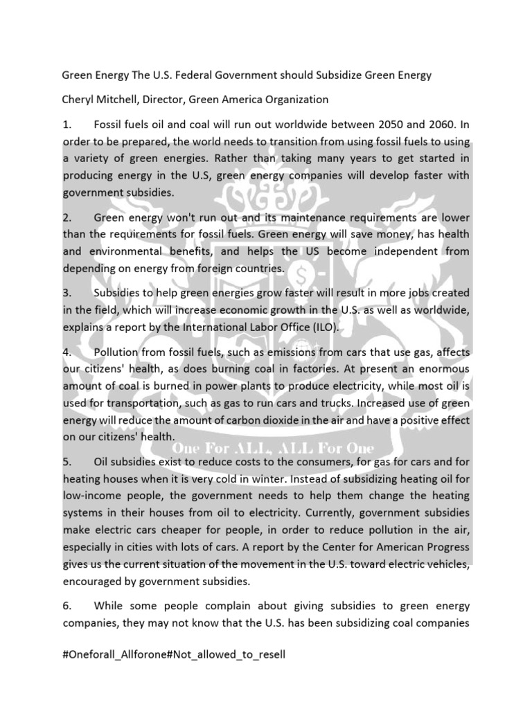 Green Energy Subsidize. 2 | PDF | Sustainable Energy | Fossil Fuels