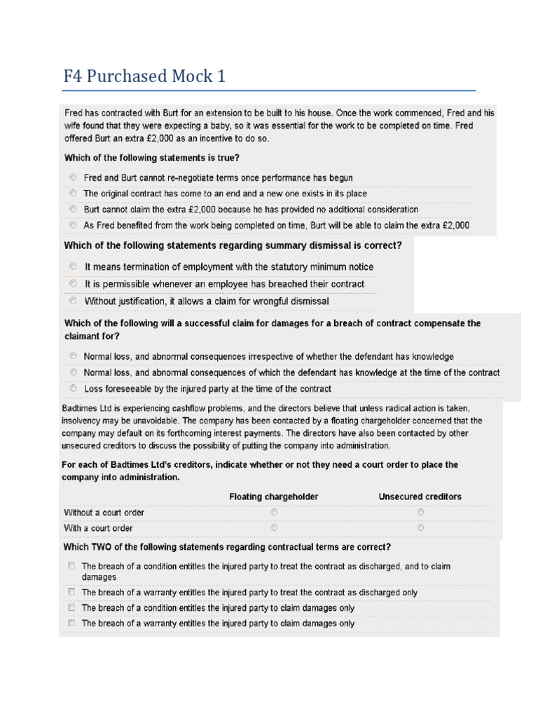 F4 Mock 1 | PDF
