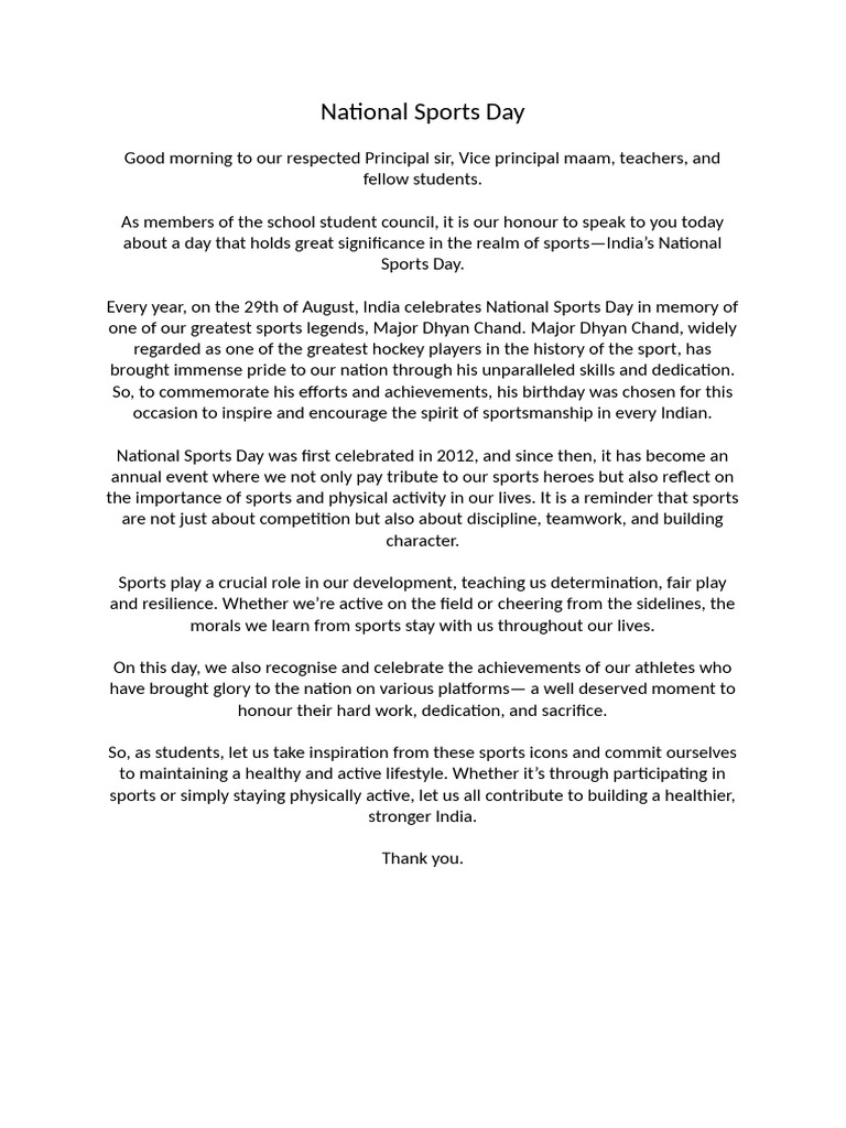 National Sports Day | PDF