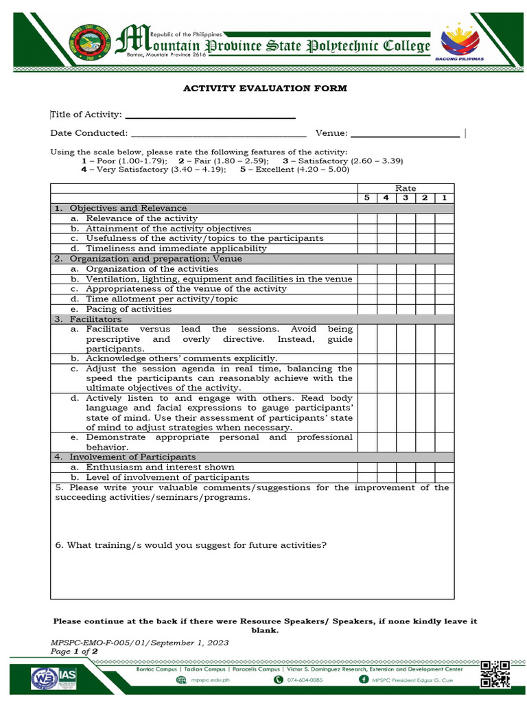 5 - Activity Evaluation Form | PDF | Behavioural Sciences | Human ...